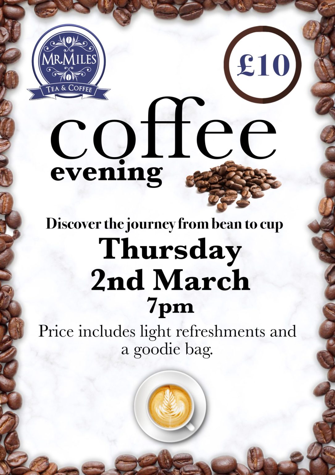 Mr Miles Coffee Evening - Thursday 2nd March - Mr Miles Tea Rooms, Tea ...